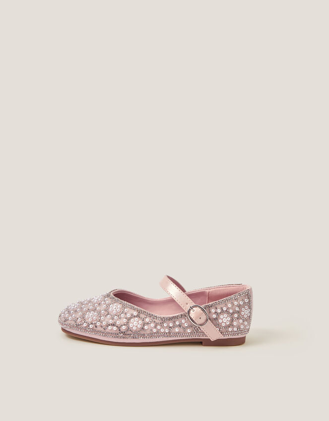 Rhinestone Pearl Embellished Ballet Flats Pink | Girls' Flat Shoes ...