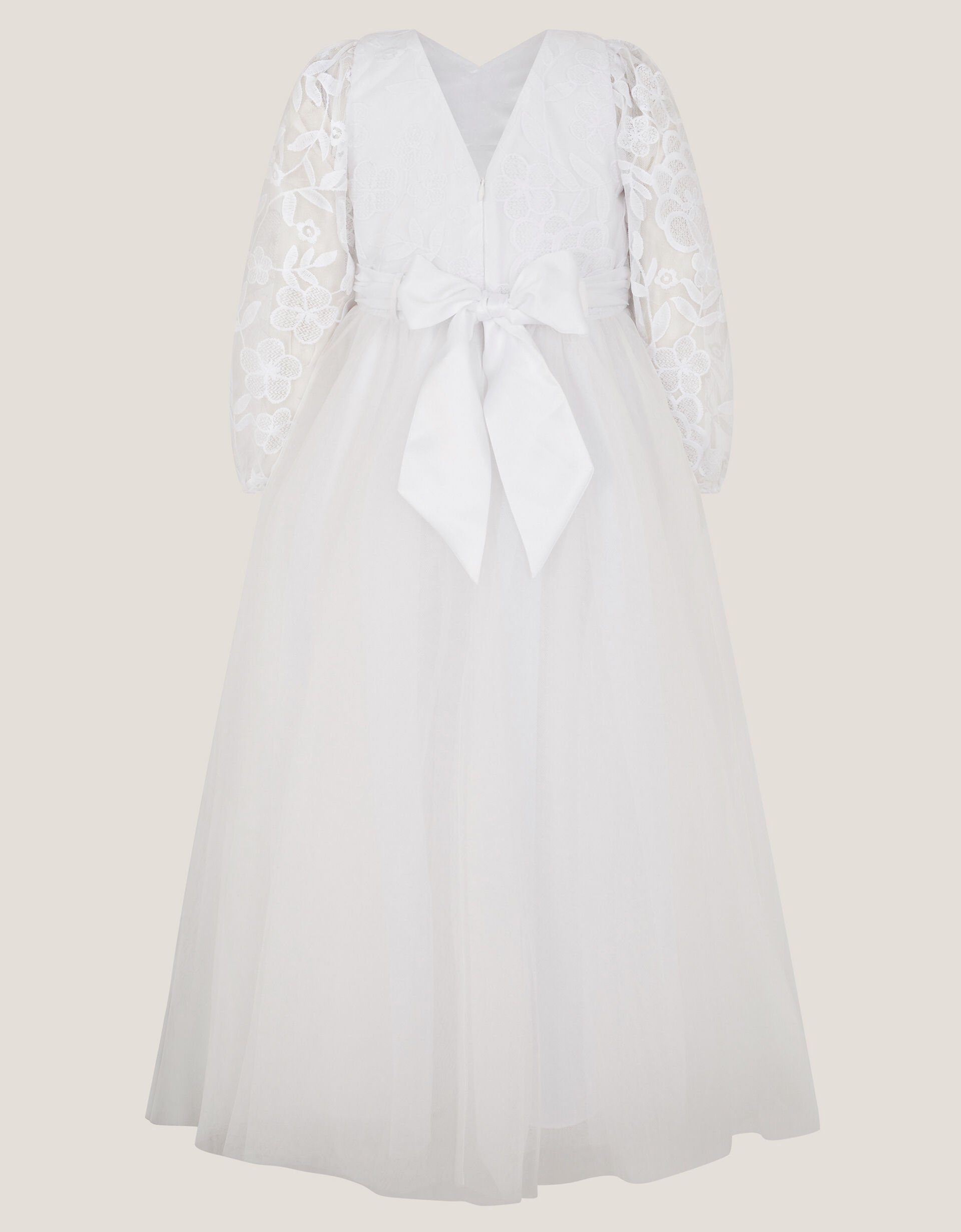 Sienna Floral Embroidered Long Sleeve Dress White | Girls' Dresses ...