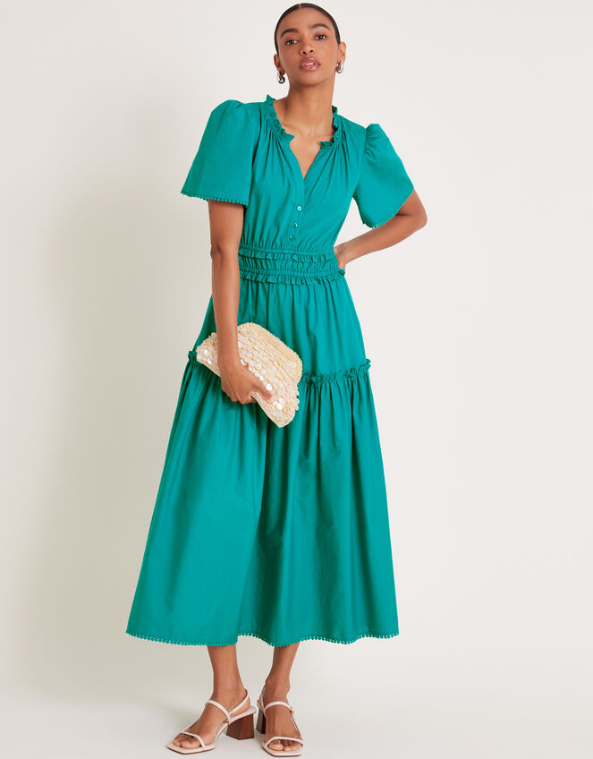 Lorena Frill Midi Dress Teal