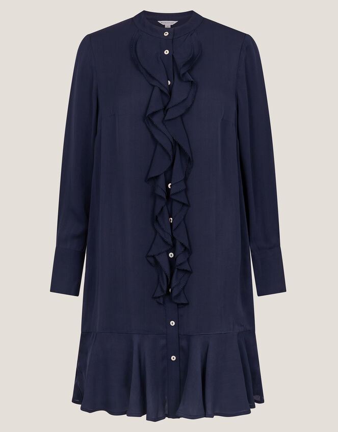 Lara Long Sleeve Frill Dress Blue | Work Dresses | Monsoon US.