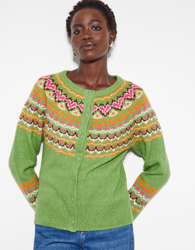 Fern Fair Isle Cardigan Green | Cardigans | Monsoon Global.