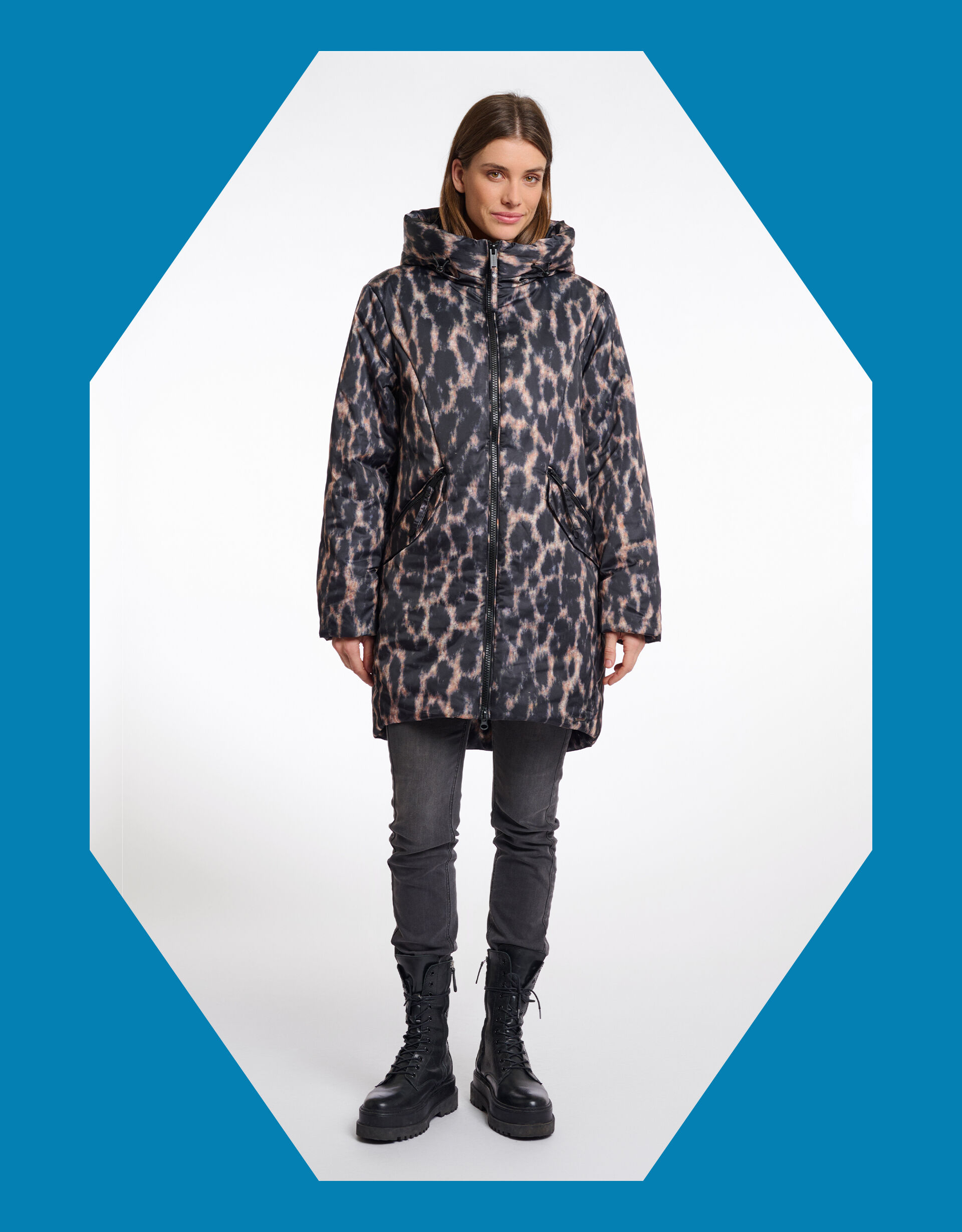 Rino & Pelle Lune Leopard Print Padded Coat Leopard