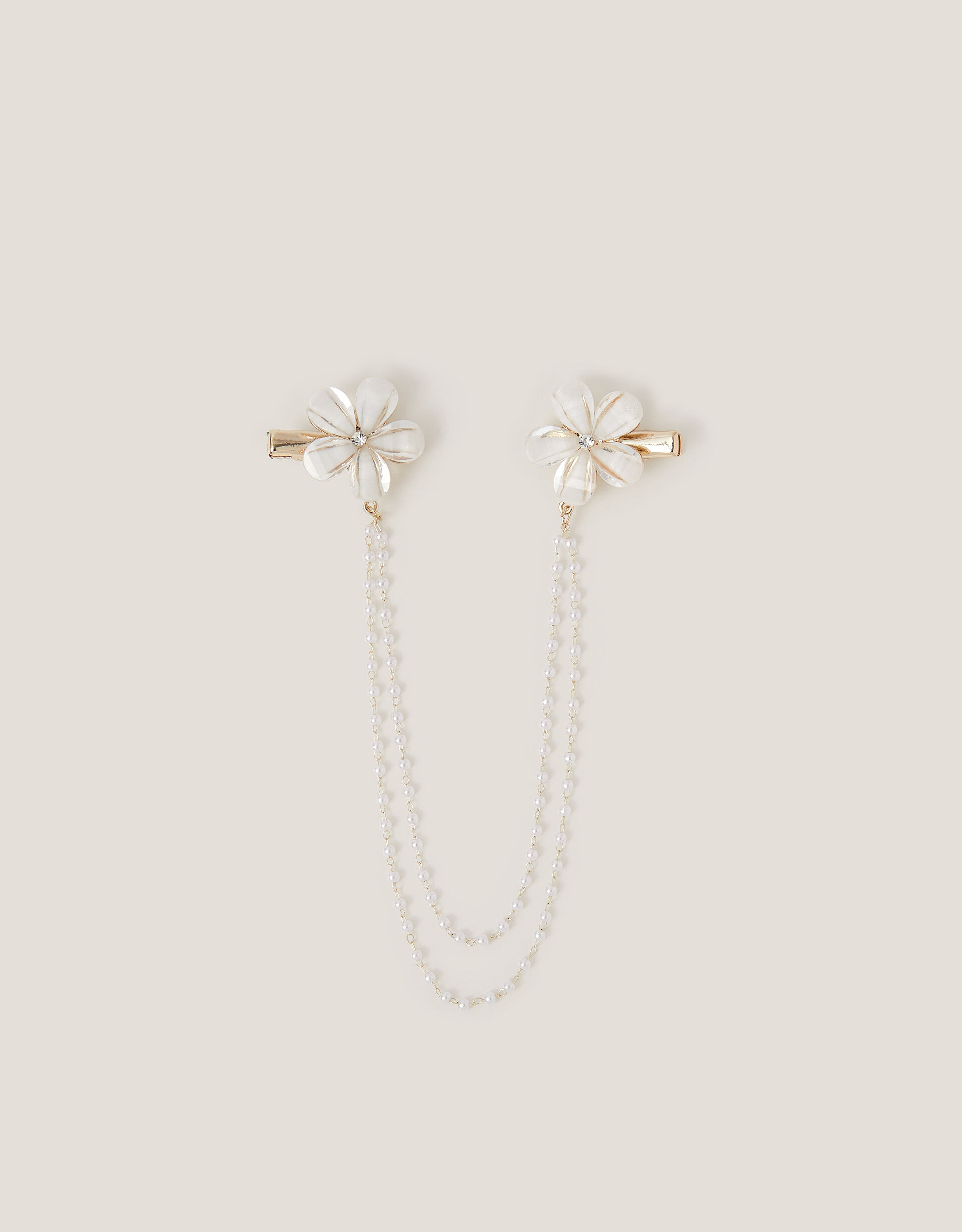 Flower Pearl Chain Double Hair Clip | Accessories | Monsoon Global.