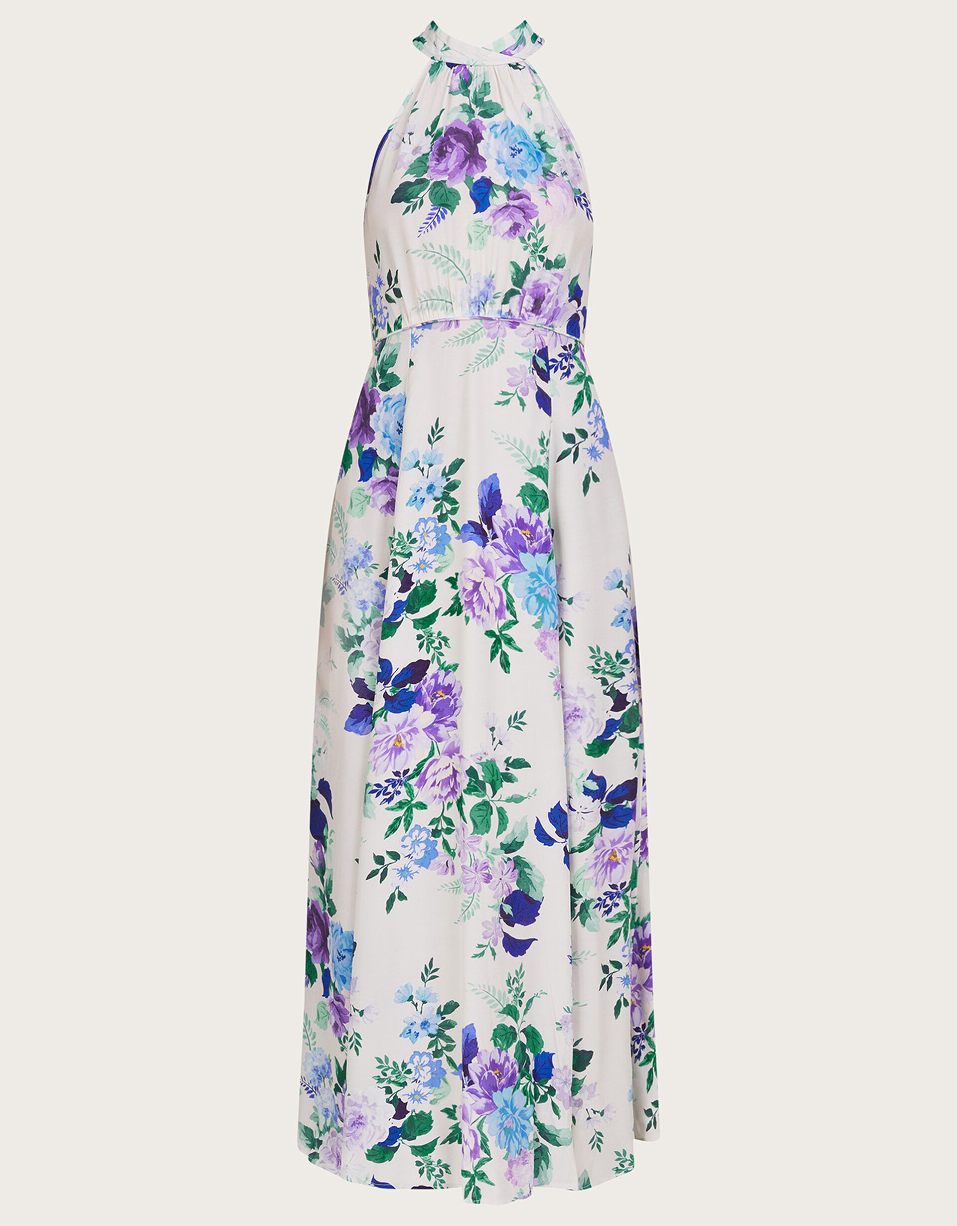 Vivienna Halter Midi Dress in Sustainable Viscose Ivory