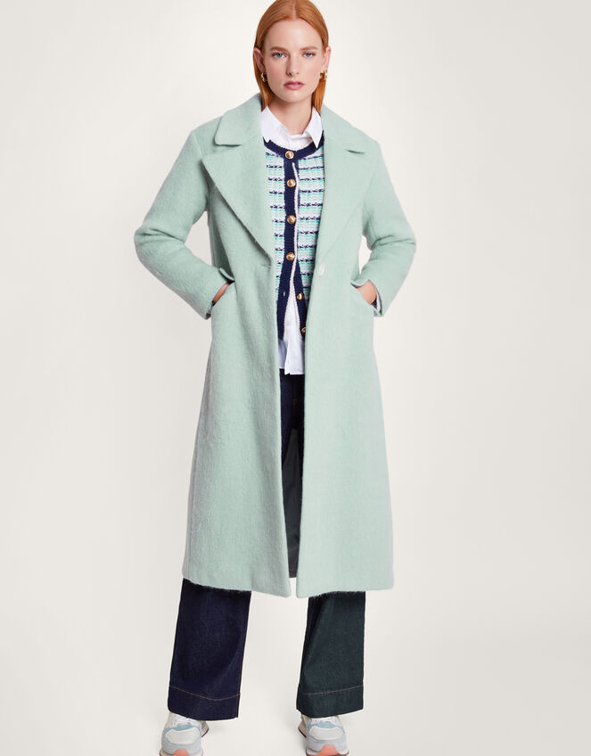 Jenny Brushed Wool Smart Coat with Recycled Polyester Green