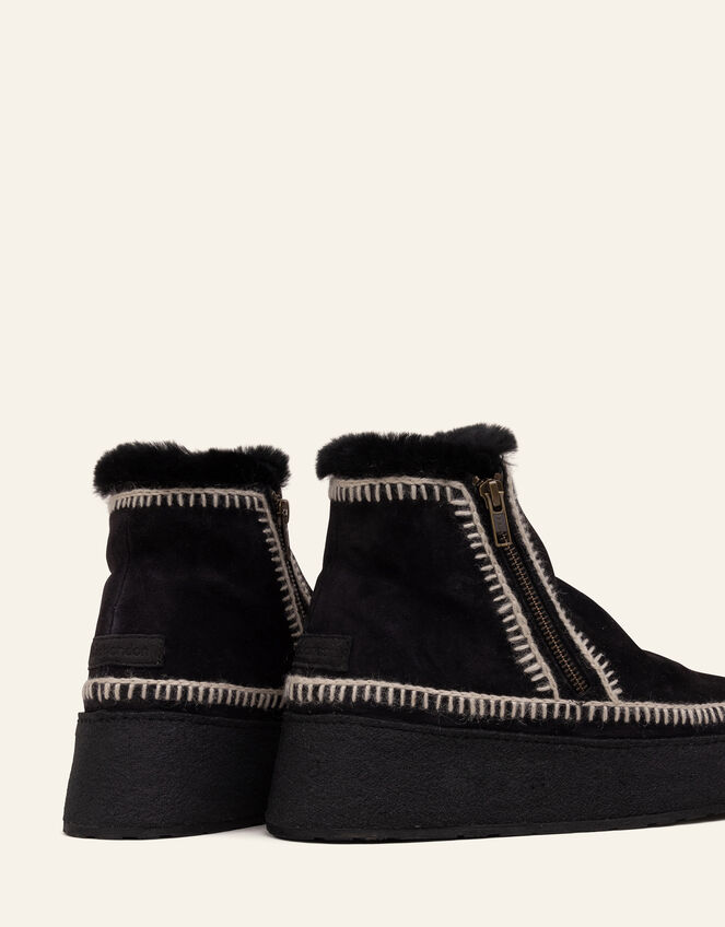 Laidback London Setsu Platform Suede Ankle Boots Black