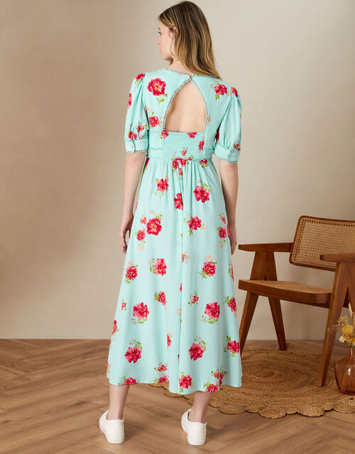 Tilly Floral Midi Dress with LENZING™ ECOVERO™ Blue | Evening Dresses ...