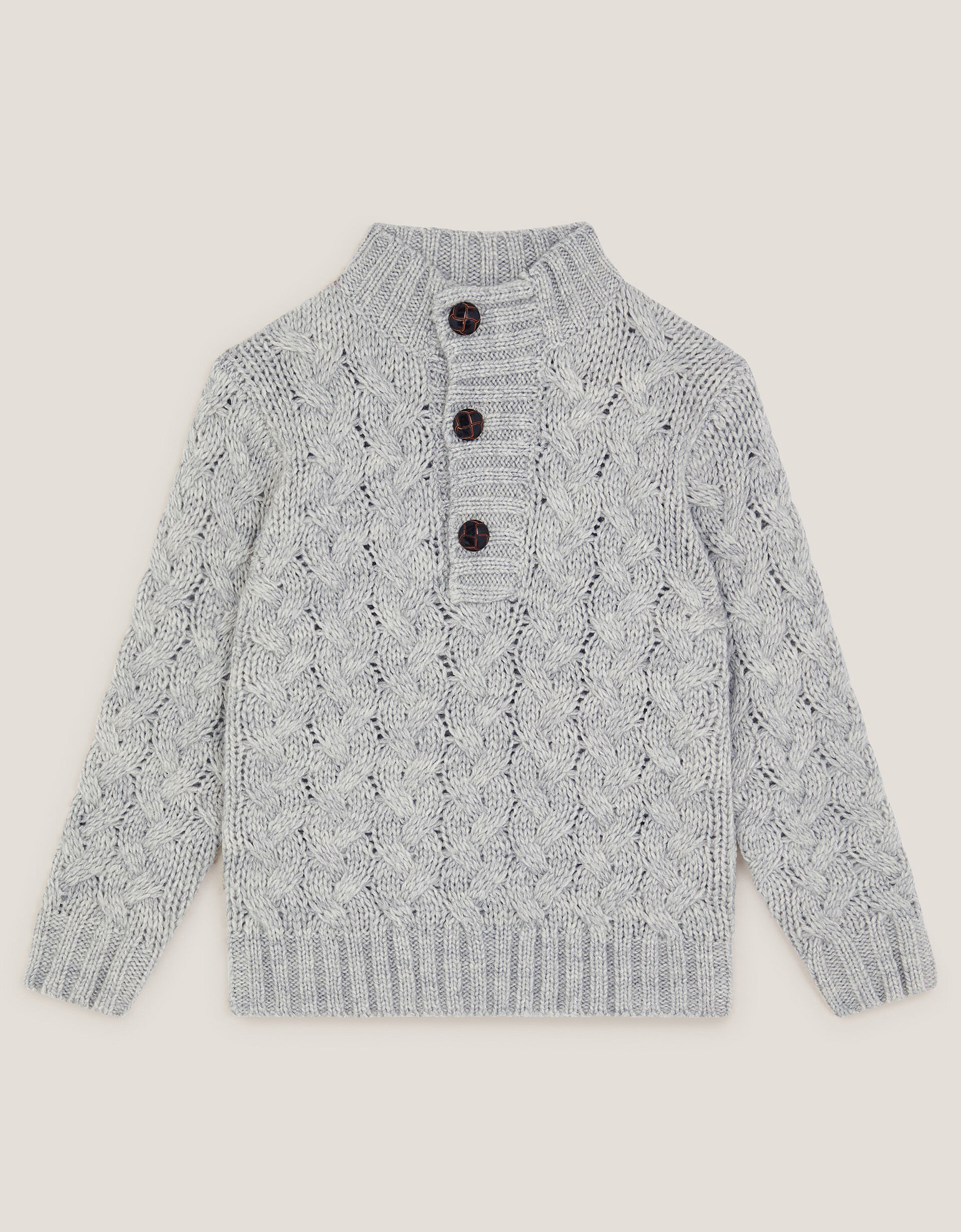 Cable Knit Button Jumper Grey | Boys' Jumpers & Cardigans | Monsoon Global.