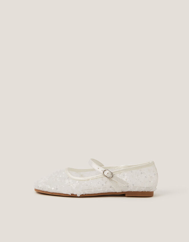 Flower Sparkle Mesh Ballet Flats Ivory | Girls' Flat Shoes | Monsoon US.