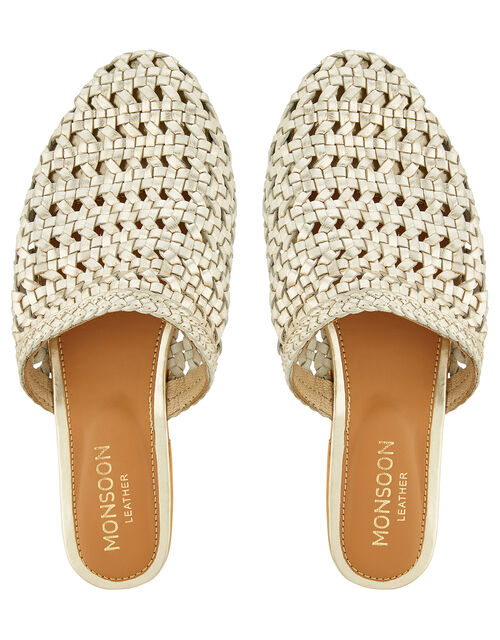 Woven Metallic Flat Mules Gold | Shoes | Monsoon Global.