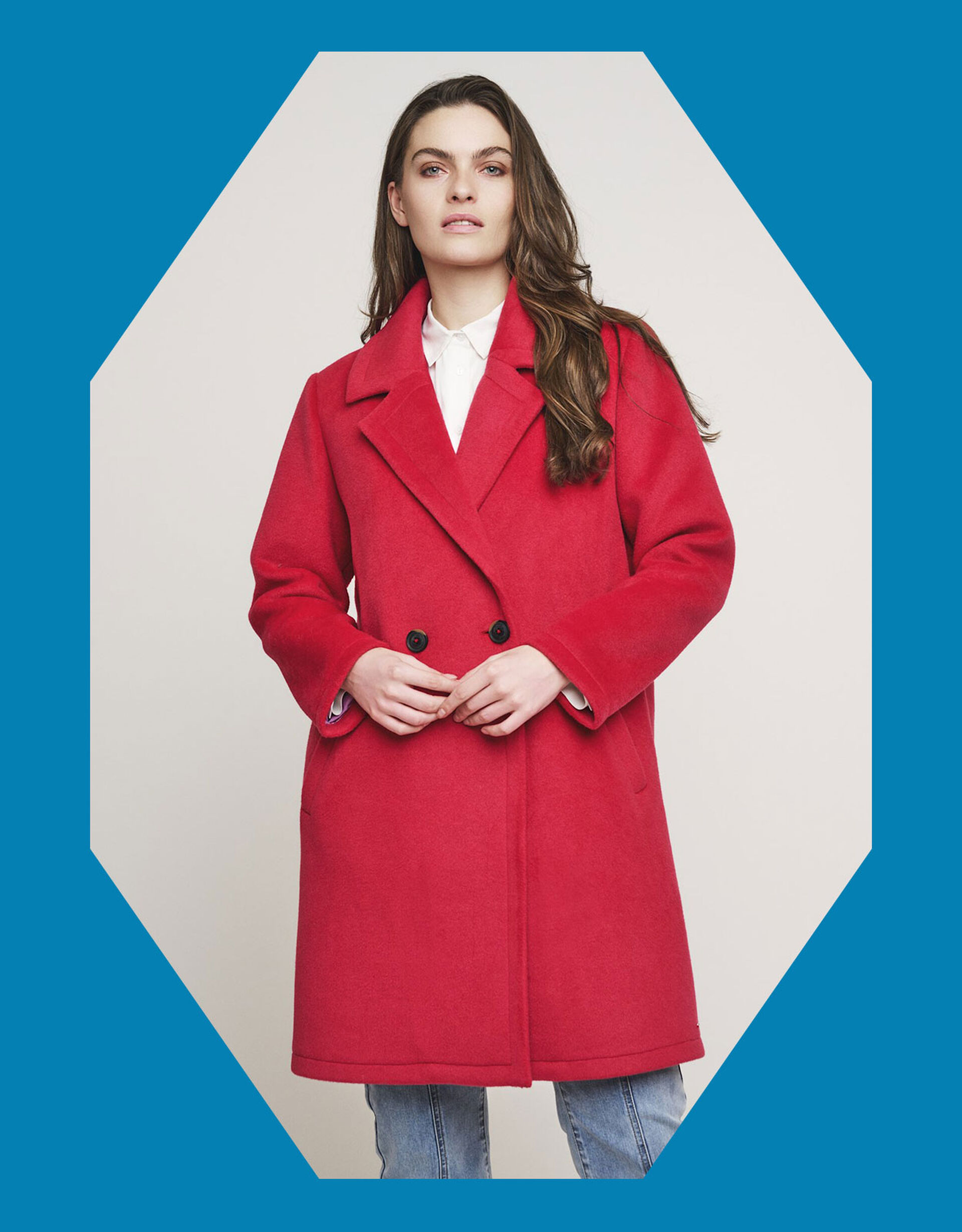 Rino and Pelle Double-Breasted Coat Red