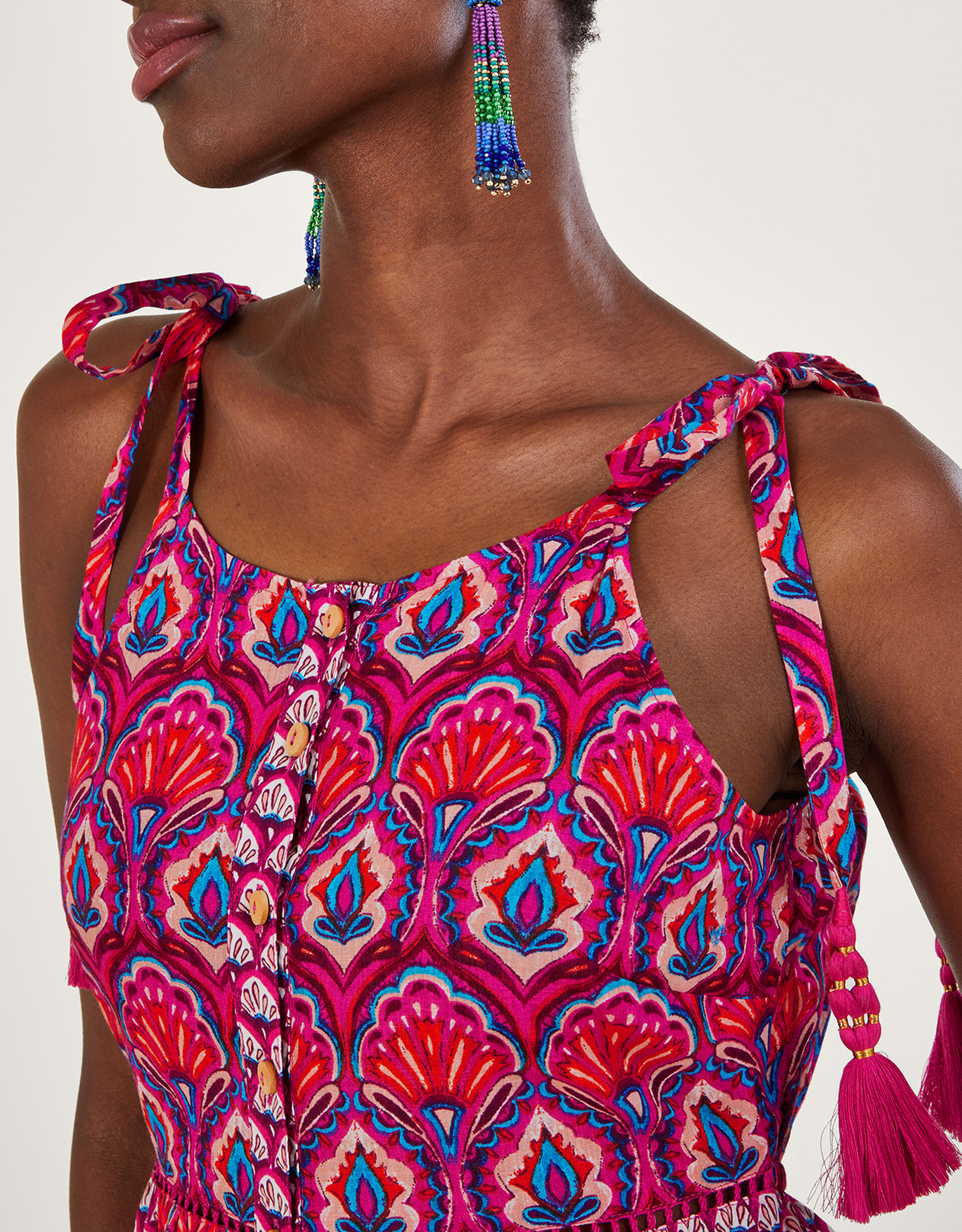 Octavia Fan Print Dress Pink