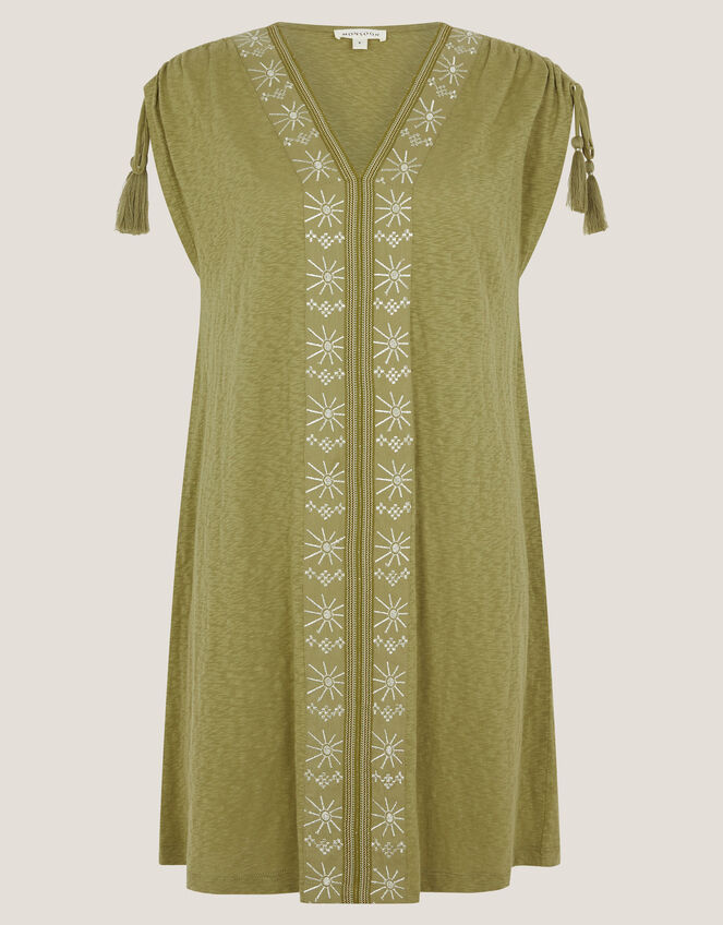 Julie Embroidered Mini Kaftan Dress Green