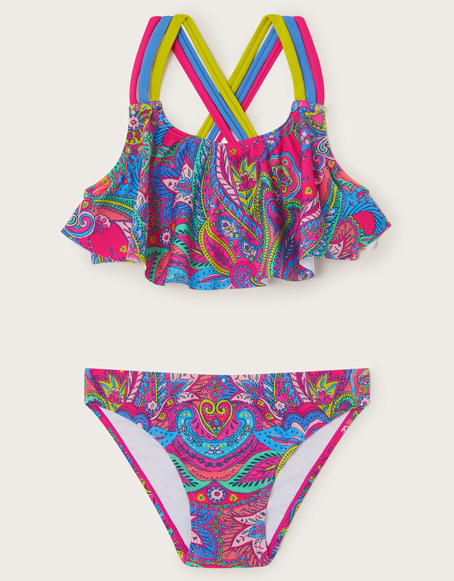 Paisley Frill Bikini Set Pink | Girls' Beach & Swimwear | Monsoon Global.