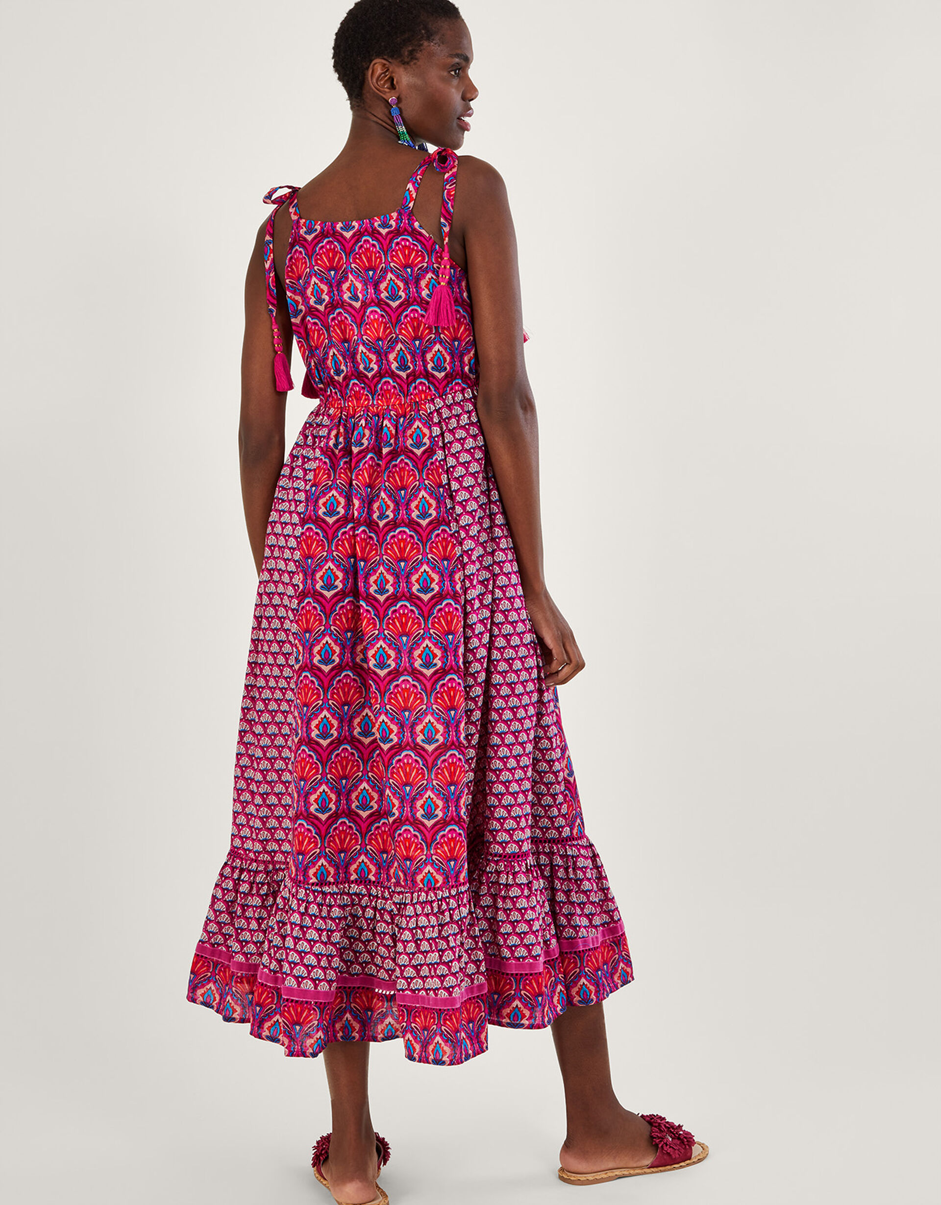 Octavia Fan Print Dress Pink