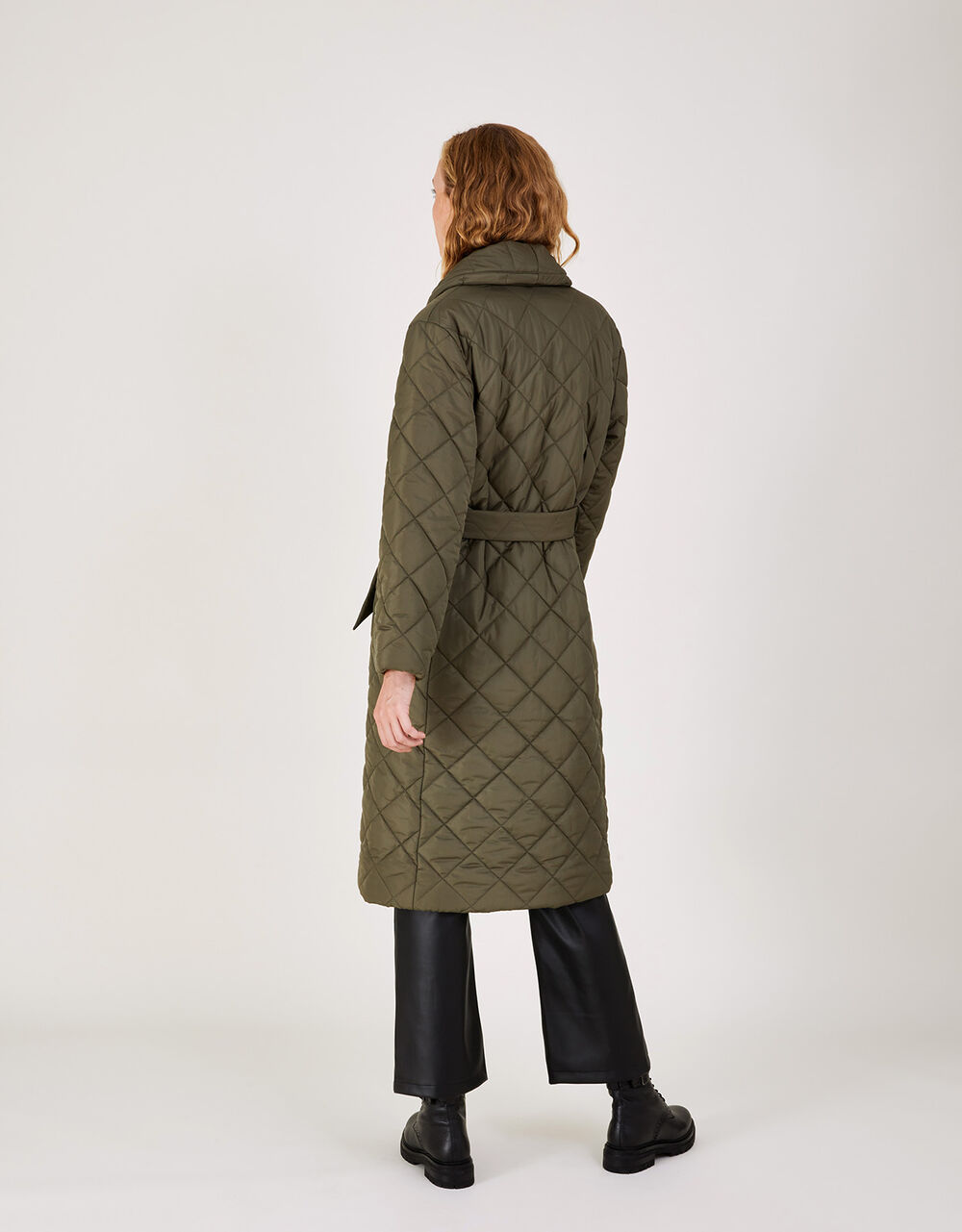Penelope Belted Quilted Coat with Recycled Polyester Brown | Women's ...