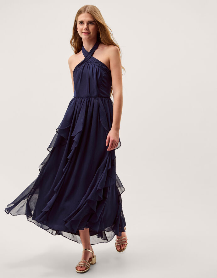 Arizona Halter Ruffle Prom Dress Blue | Prom Dresses & Shoes | Monsoon US.