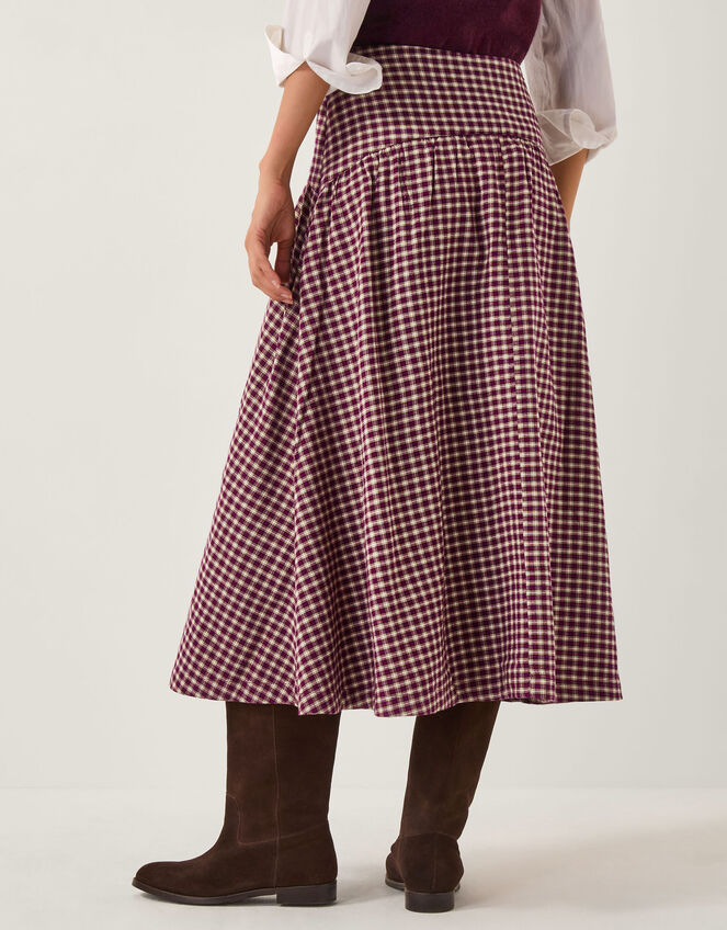 Agatha Check Drop Waist Midi Skirt Red | Skirts | Monsoon Global.