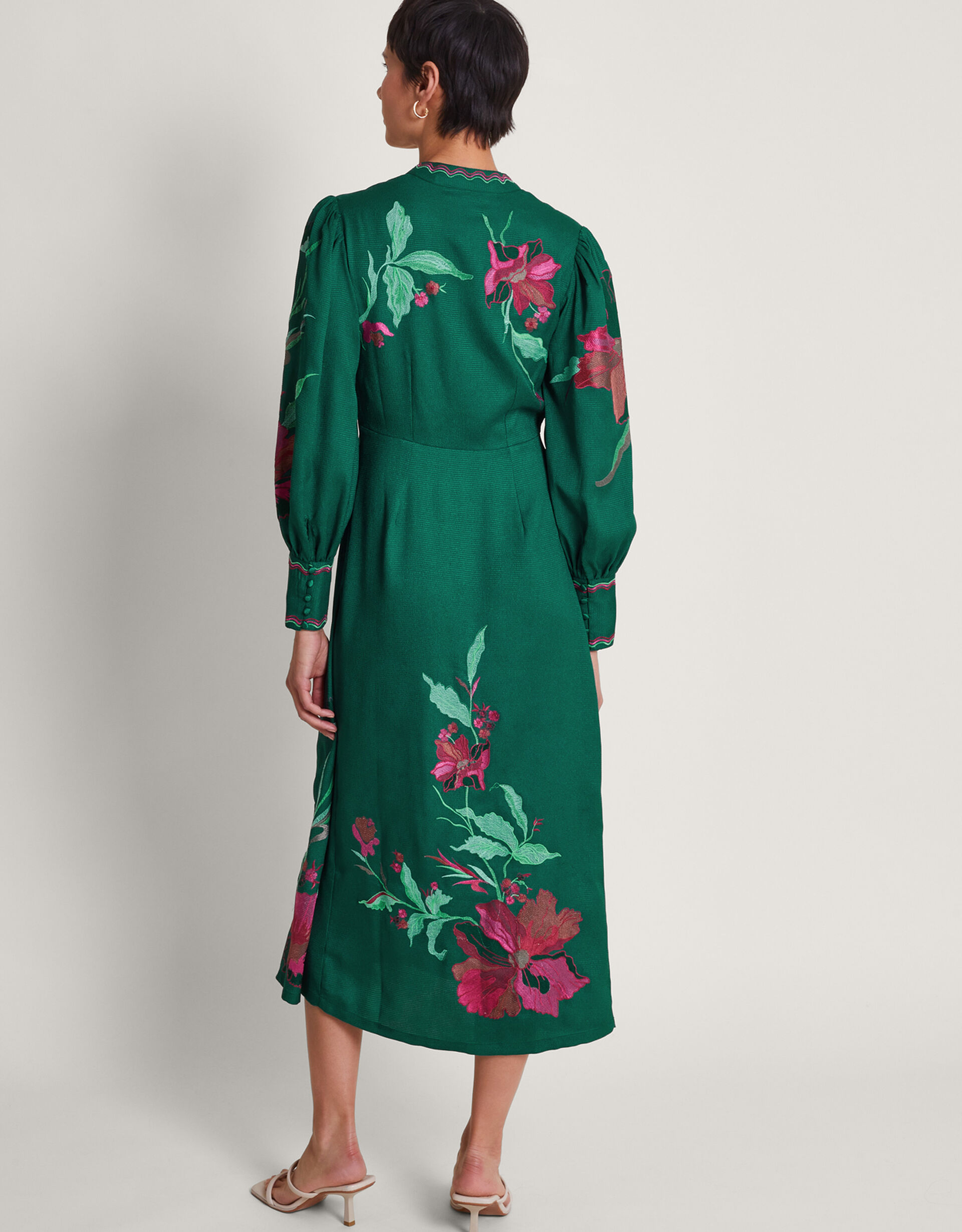 Lyra Embroidered Midi Dress Green | Evening Dresses | Monsoon US.