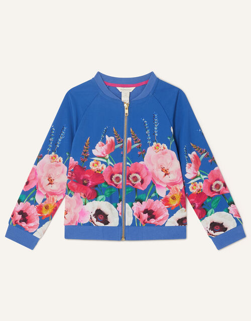 Flower Bomber Jacket Blue | Girls' Cardigans | Monsoon Global.