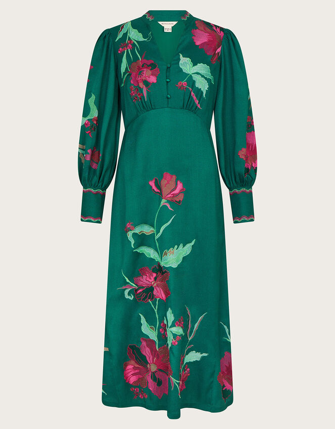 Lyra Embroidered Midi Dress Green | Evening Dresses | Monsoon US.