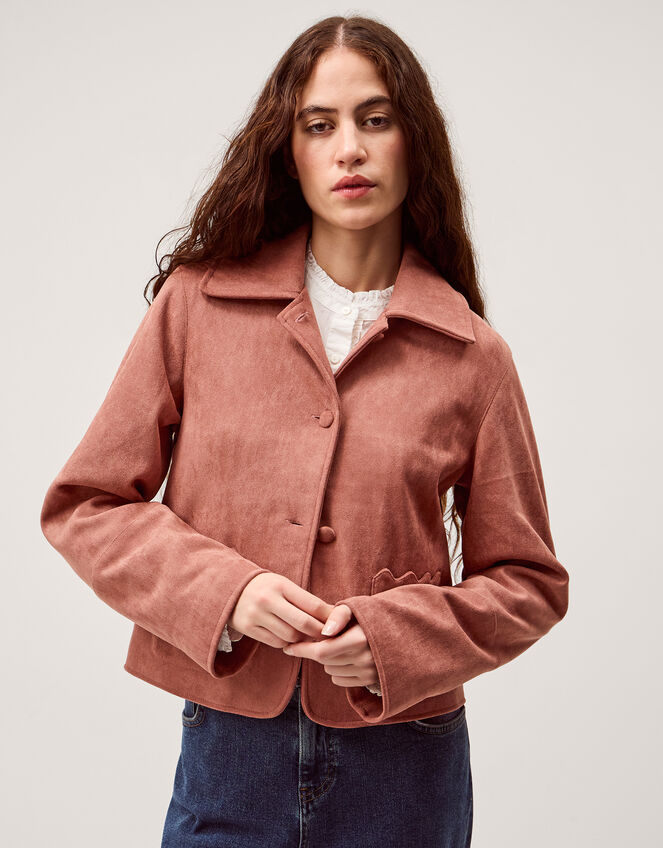 Sierra Scallop Faux Suede Jacket Pink | Women's Jackets | Monsoon ROI.
