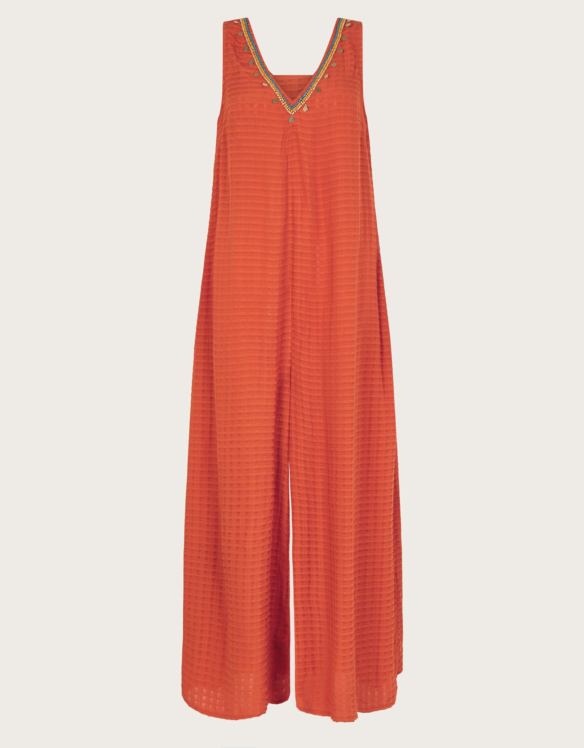 Hazel Embellished Wide Leg Jumpsuit Orange | Jumpsuits | Monsoon US.