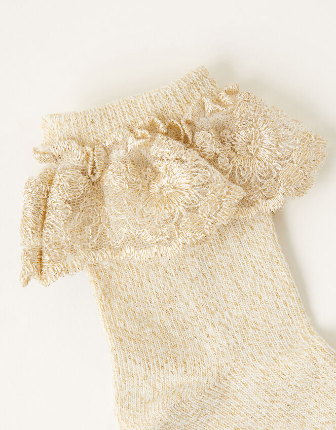 Baby Sparkle Flower Socks Gold | Girls' Tights & Socks | Monsoon Global.
