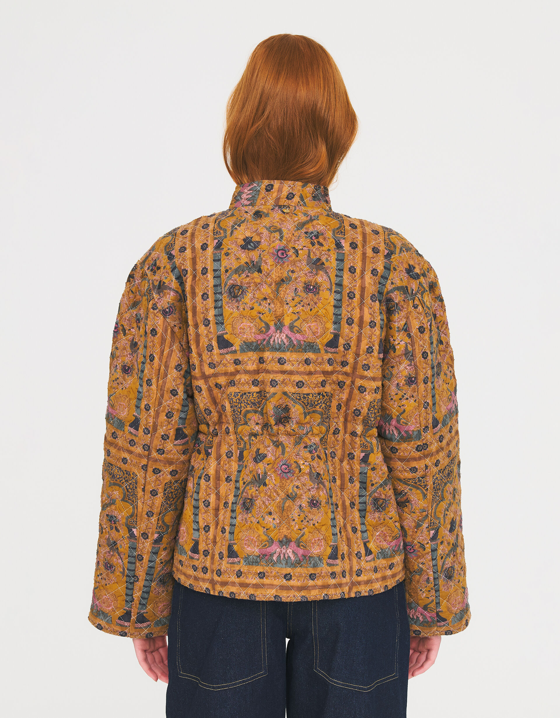 Antik Batik Pie Print Jacquard Quilted Jacket Camel