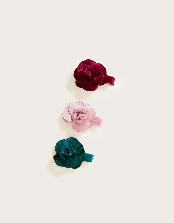 Velvet Rose Hair Clips Set of Three