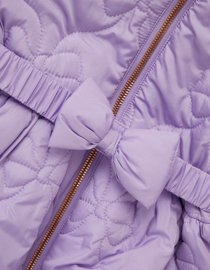 Faux Fur Hooded Bow Quilted Coat Purple | Girls' Coats & Jackets ...